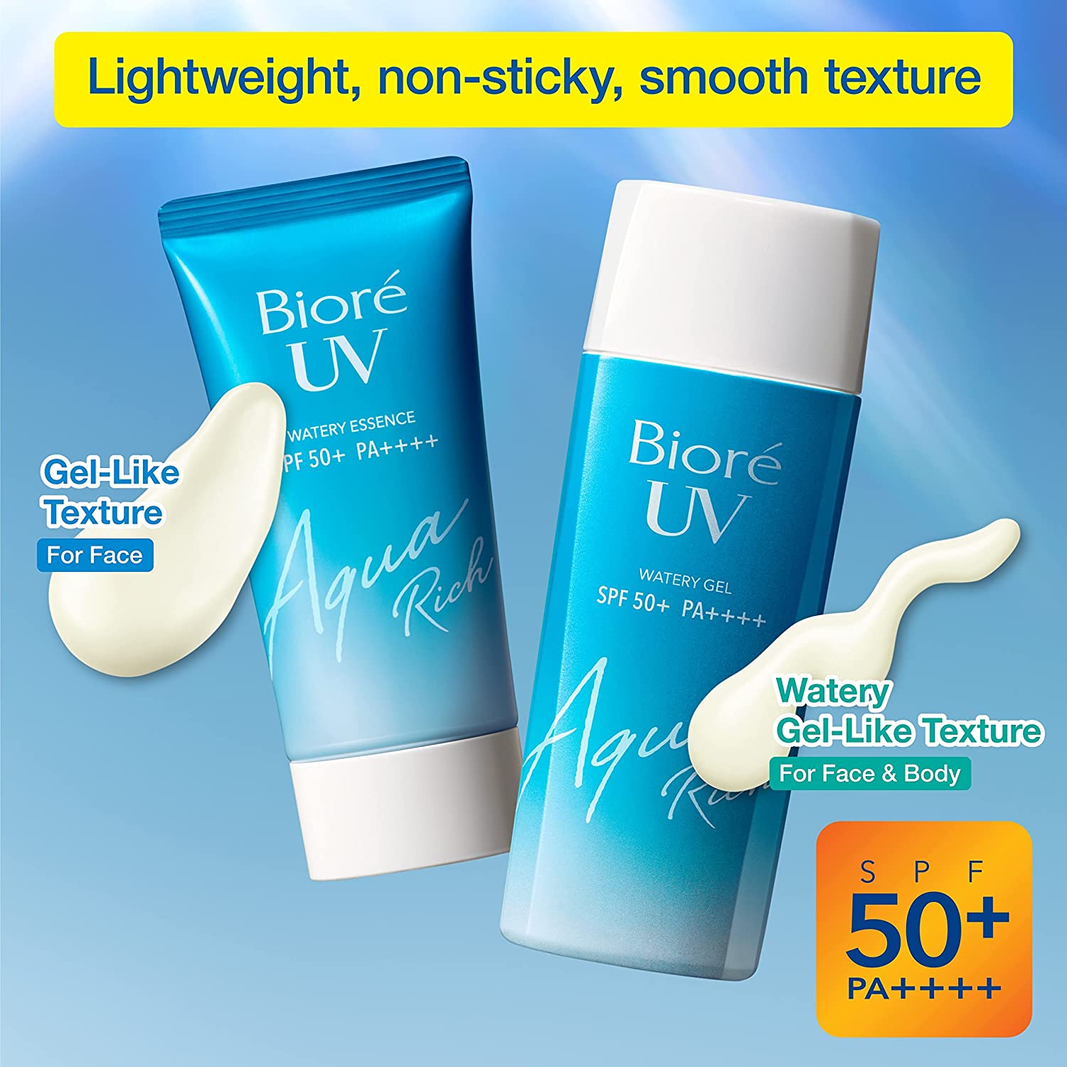 BIORE smooth UV Aqua Rich Watery gel type Sunscreen SPF50+ PA ...